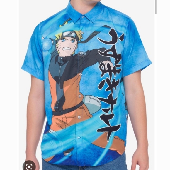 Hot Topic | Shirts | Naruto Hot Topic Mens Blue Graphic Button Front ...